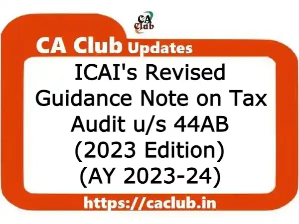 ICAI's Revised Guidance Note 2023: Tax Audit u/s 44AB (AY 2023-24) | FinTax Blog