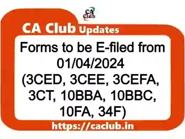 Forms to be E-filed from 01/04/2024 (3CED, 3CEE, 3CEFA, 3CT, 10BBA ...