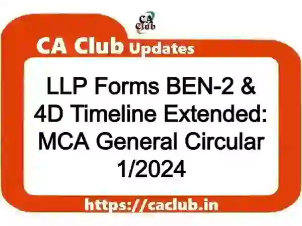 LLP Forms BEN-2 & 4D Timeline Extended: MCA General Circular 1/2024 ...
